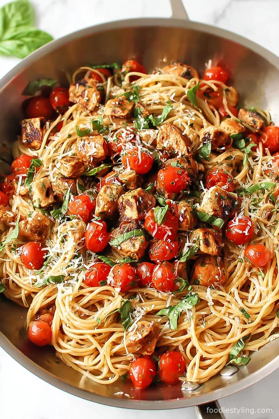 Chicken Basil Tomato Pasta | Foodie Styling