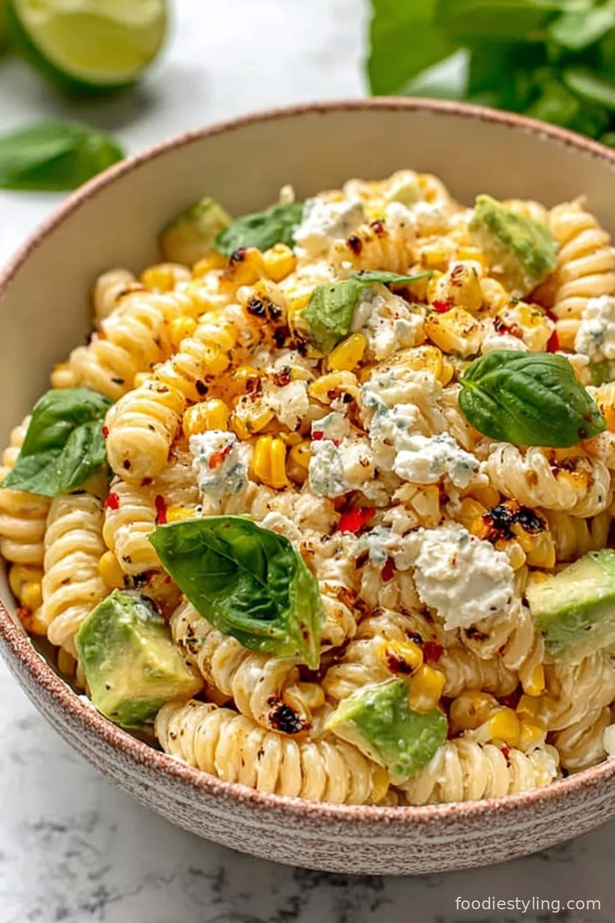 Creamy Street Corn Pasta Salad | Foodie Styling